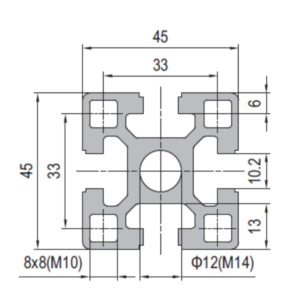 STRUT PROFILE PG45 (45mm x 45mm; 4 slots HEAVY)